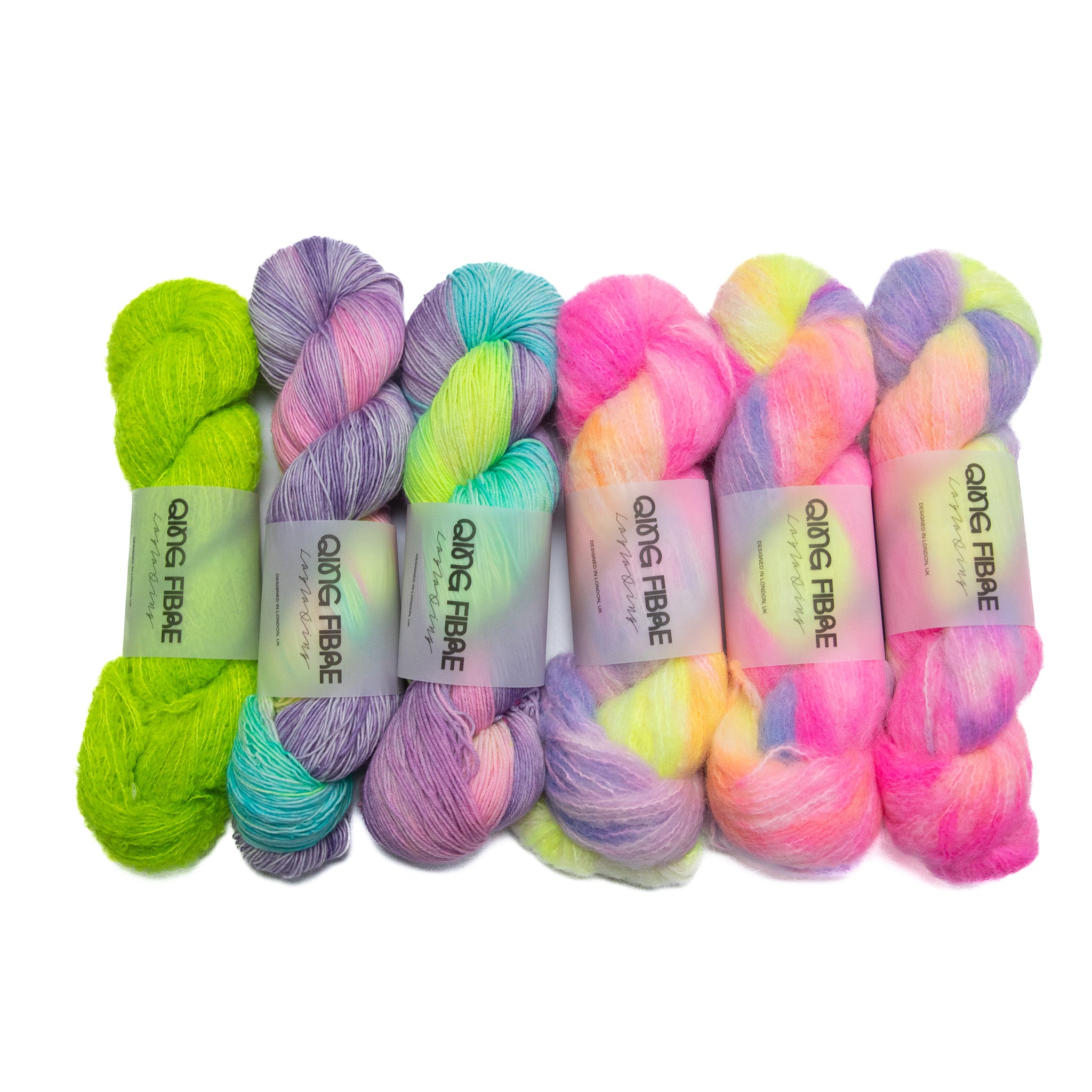 Harmony Bundle - 90s Neon Princess - Qing Fibre - Hand-Dyed Yarn